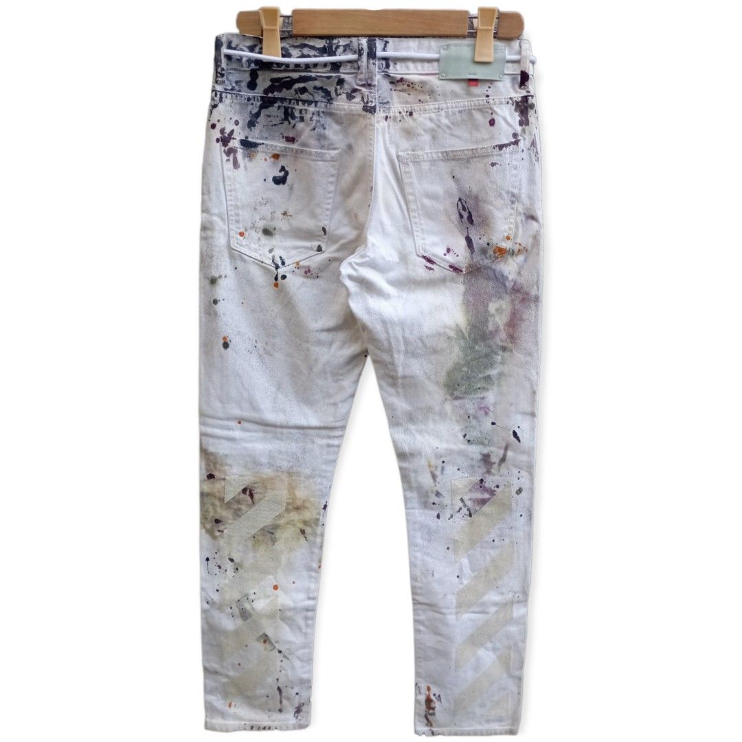 Off White Paint Splatter Pants, Men's Fashion, Bottoms, Trousers on ...