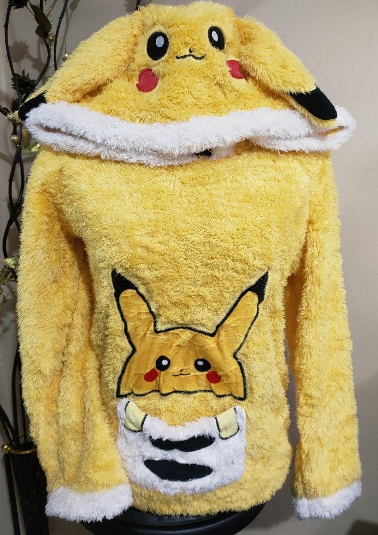 Pikachu Pokemon Fur Hoodie Jacket, Women's Fashion, Coats, Jackets and ...