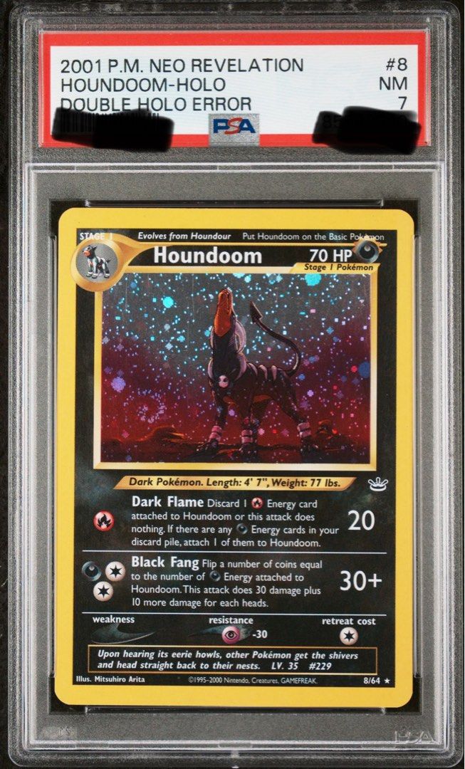 Psa Pokemon TGC 2001 POKEMON NEO REVELATION 8 HOUNDOOM-HOLO DOUBLE HOLO ERROR, 興趣及遊戲, 玩具 & 遊戲類 ...