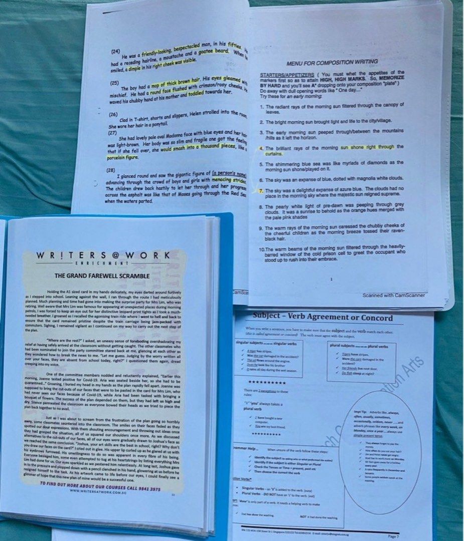 PSLE P6 ENGLISH GRAMMAR COMPO COMPRE MATERIAL. WOW , beautiful phrases ...