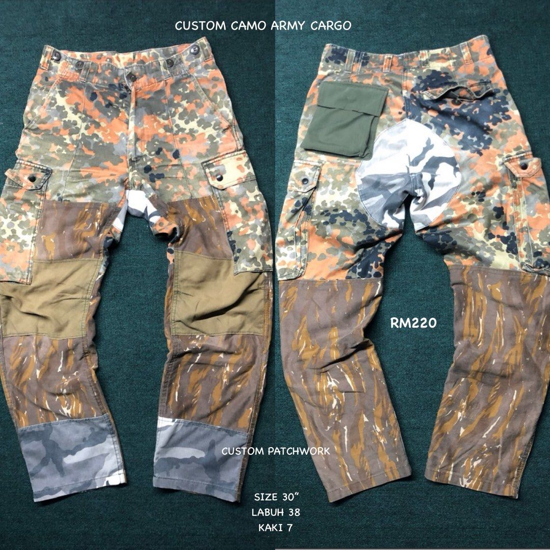 (size 30) Rare pants custom Army camo cargo patchwork, Men's Fashion ...