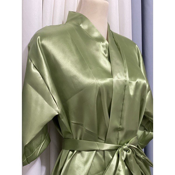 Sage Green Silk Robe, Women's Fashion, Dresses & Sets, Dresses on Carousell