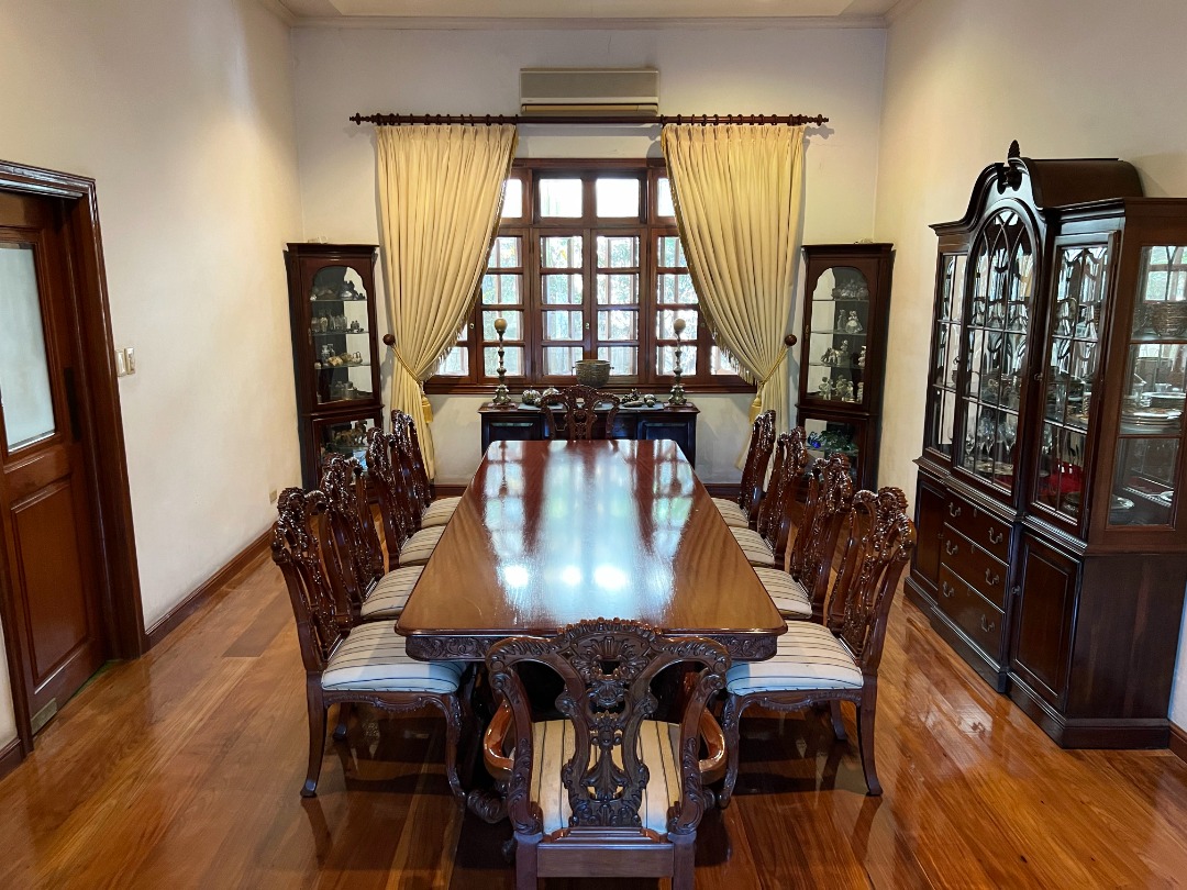 Solid 1-piece Narra Dining Table with 10 chairs, Furniture & Home ...