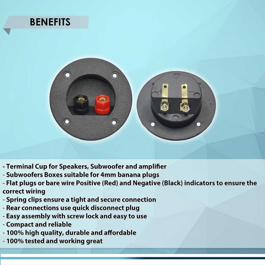 SPEAKER TERMINAL CUP ROUND 3x3inc, 4-HOLE 2-PIN, HEAVY DUTY, BEST FOR ...
