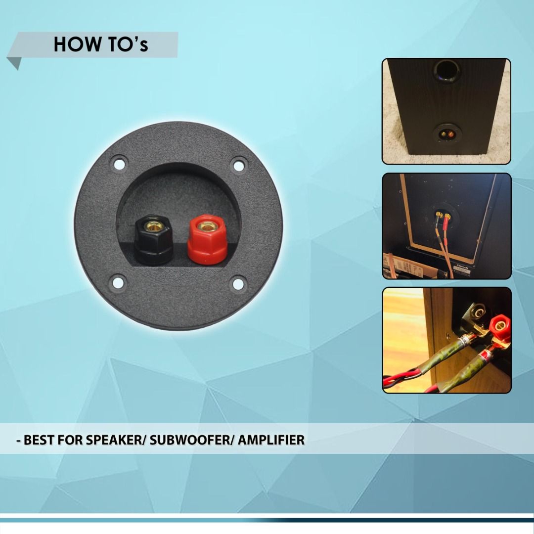 SPEAKER TERMINAL CUP ROUND 3x3inc, 4-HOLE 2-PIN, HEAVY DUTY, BEST FOR ...