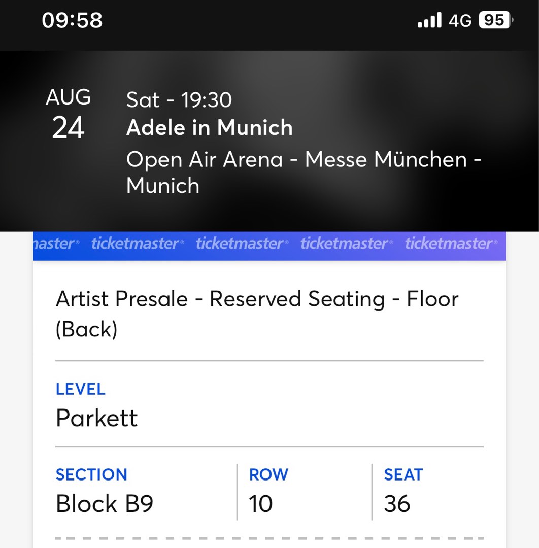 1 x Adele in Munich Ticket, Tickets & Vouchers, Event Tickets on Carousell