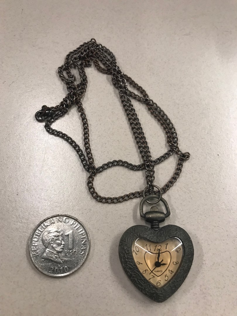 Antique style heart ️ shaped watch with neck chain, Women's Fashion ...