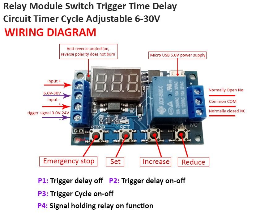 DC 6-30V DIGITAL LED RELAY BOARD CYCLE TIMING CIRCUIT SWITCH TIMER DELAY TRIGGER MODULE MICRO ...