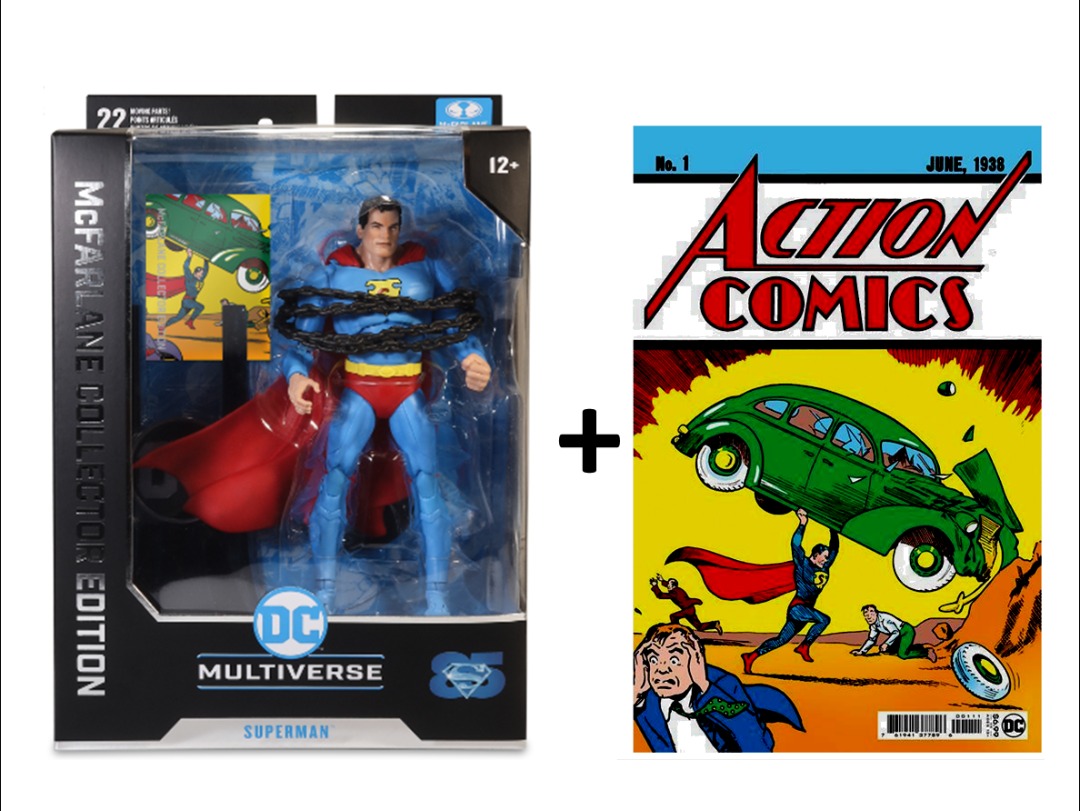 DC Comics SUPERMAN First Appearance Action Figure and Comic Book ...