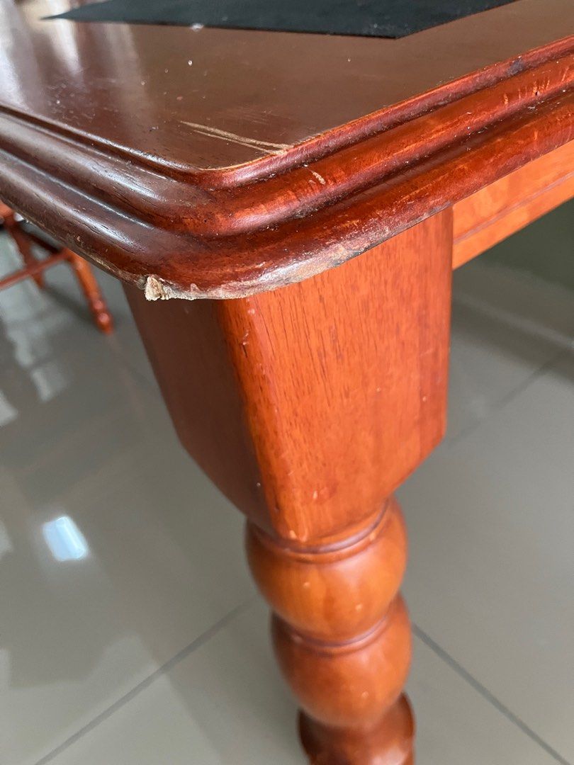 dining table six seater kayu jati, Furniture & Home Living, Furniture ...