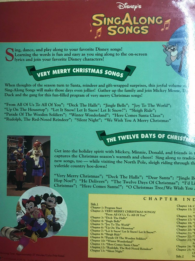 Disney Christmas Sing Along Songs LaserDisc, Hobbies & Toys ...