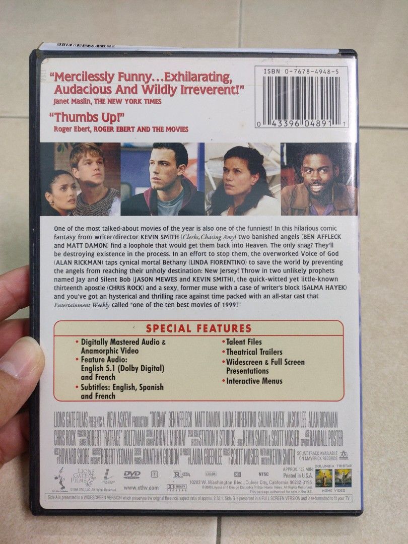 [DVD Movie] Dogma (Classics / Humor / Ben Affleck / Matt Damon), Hobbies & Toys, Music & Media ...