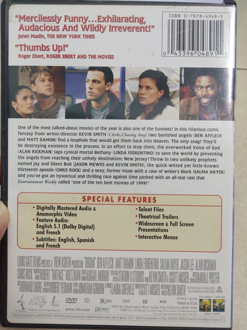 [DVD Movie] Dogma (Classics / Humor / Ben Affleck / Matt Damon), Hobbies & Toys, Music & Media ...