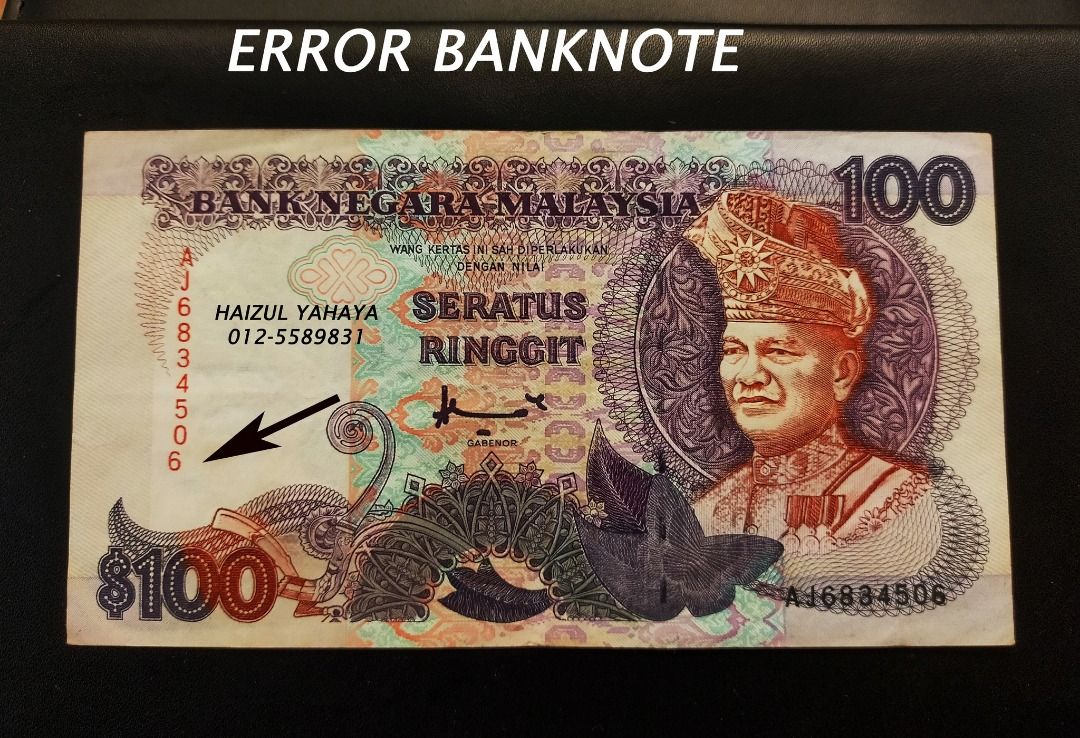 ERROR BANKNOTE RM100, Hobbies & Toys, Collectibles & Memorabilia ...