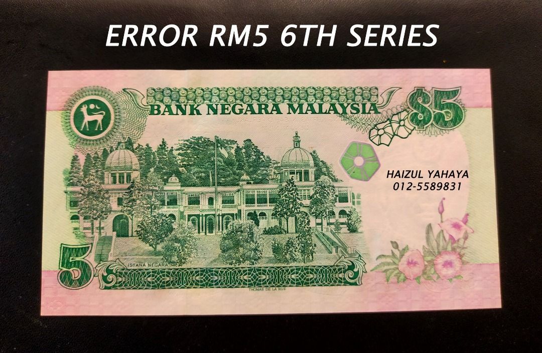 ERROR BANKNOTE RM5 6TH SIRI, Hobbies & Toys, Collectibles & Memorabilia ...