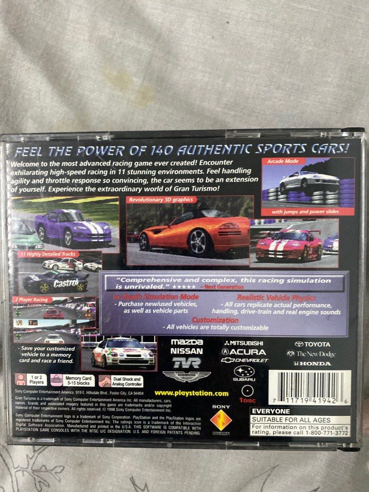 Gran turismo GT PS1 original game English version, Video Gaming, Video ...