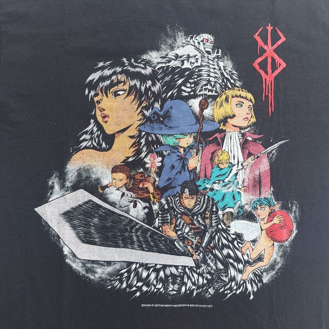 Kaos Vintage Anime Bootleg Berserk Guts Party, Fesyen Pria, Pakaian ...