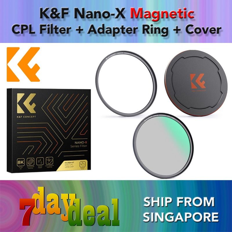 K&F Nano-X Magnetic CPL Filter + Adapter Ring + Cover (Circular Polarizer), Photography ...