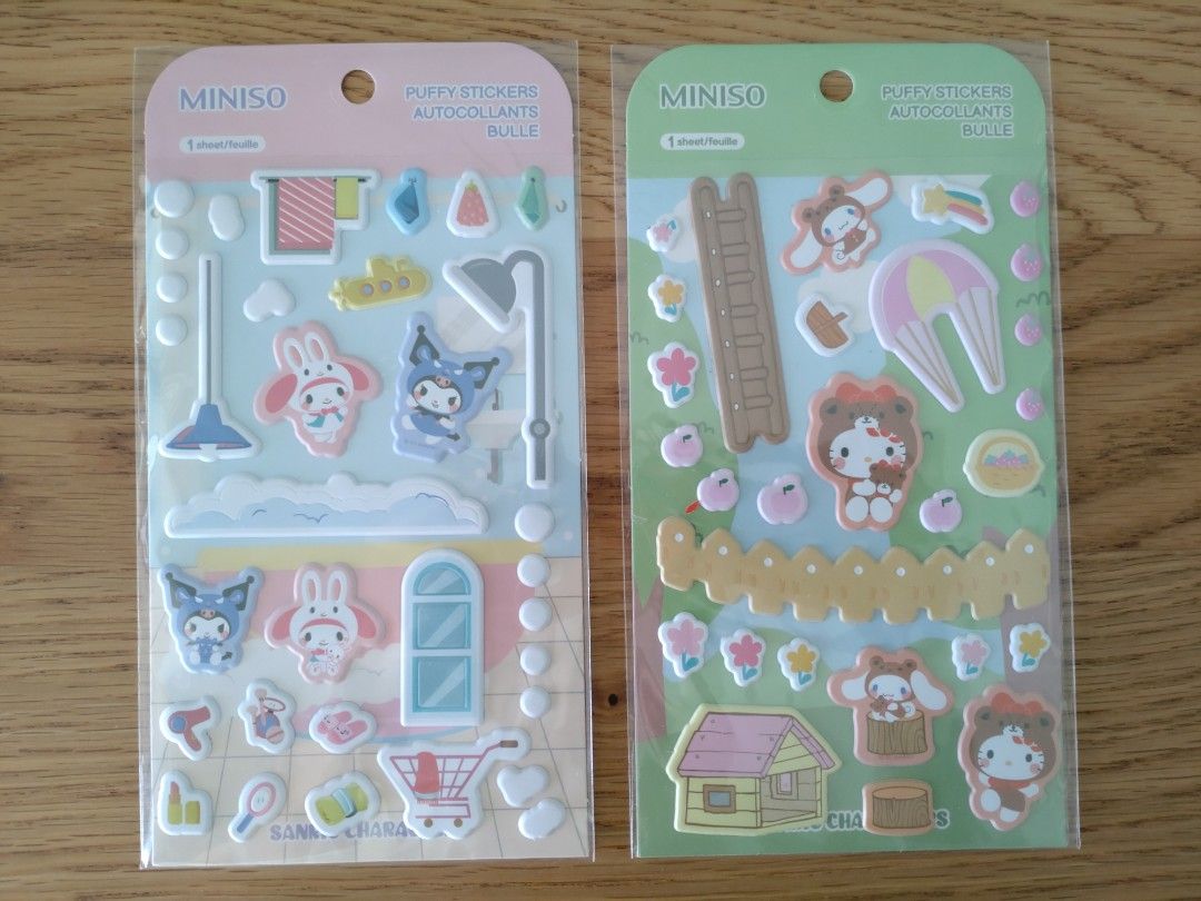 Miniso Puffy Stickers - Sanrio - My Melody Kuromi Hello Kitty ...