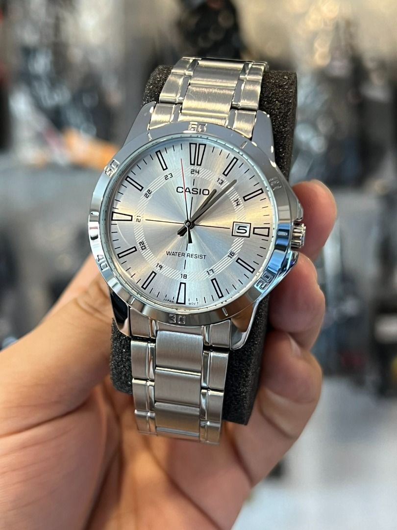 ORIGINAL CASIO Analog Silver Dial Men's Watch MTP-V004D-7C, Luxury ...