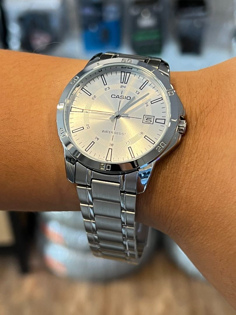 ORIGINAL CASIO Analog Silver Dial Men's Watch MTP-V004D-7C, Luxury ...