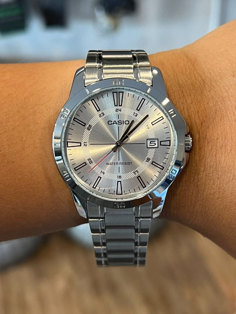 ORIGINAL CASIO Analog Silver Dial Men's Watch MTP-V004D-7C, Luxury ...