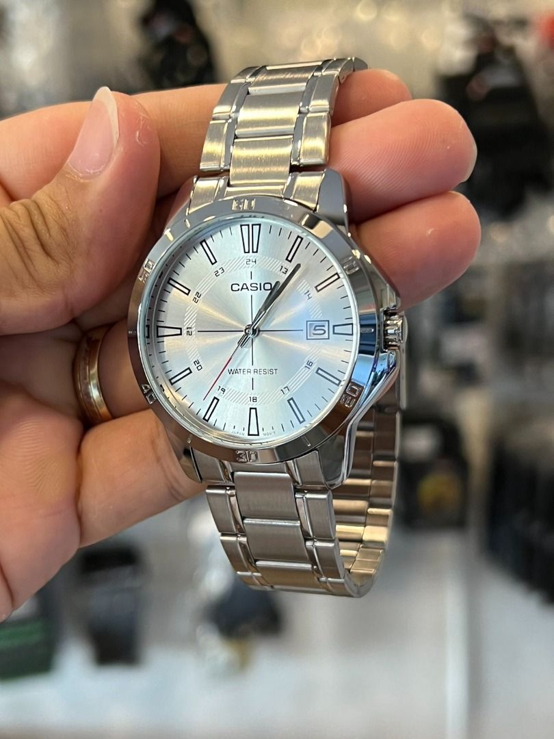 ORIGINAL CASIO Analog Silver Dial Men's Watch MTP-V004D-7C, Luxury ...
