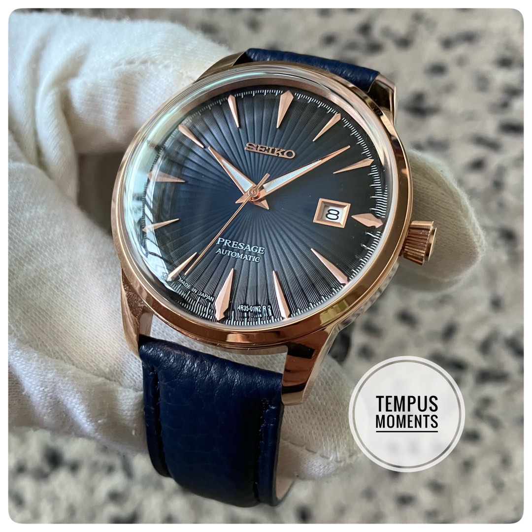 Presage Rose Gold Royal Blue automatic watch - Seiko mod, Luxury ...