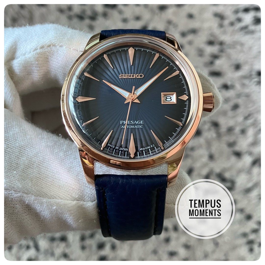 Presage Rose Gold Royal Blue automatic watch - Seiko mod, Luxury ...
