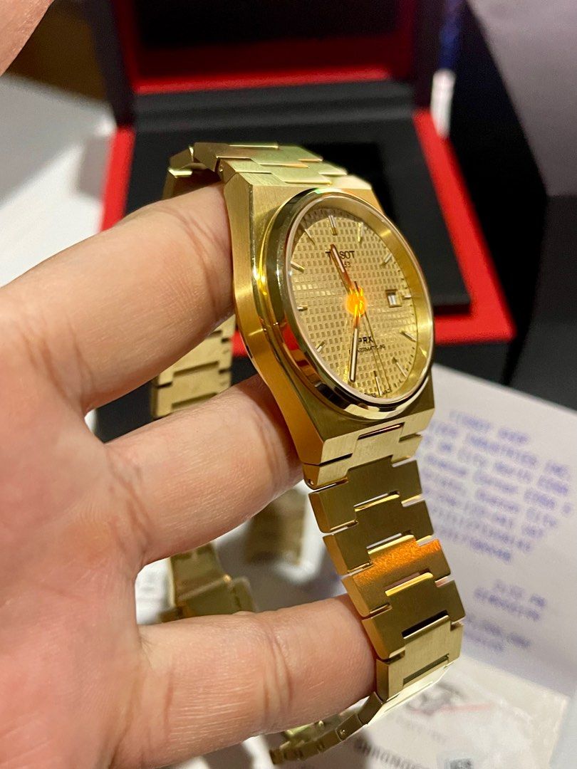 TISSOT PRX Powermatic 80 40MM in Yellow Gold, Men's Fashion, Watches ...