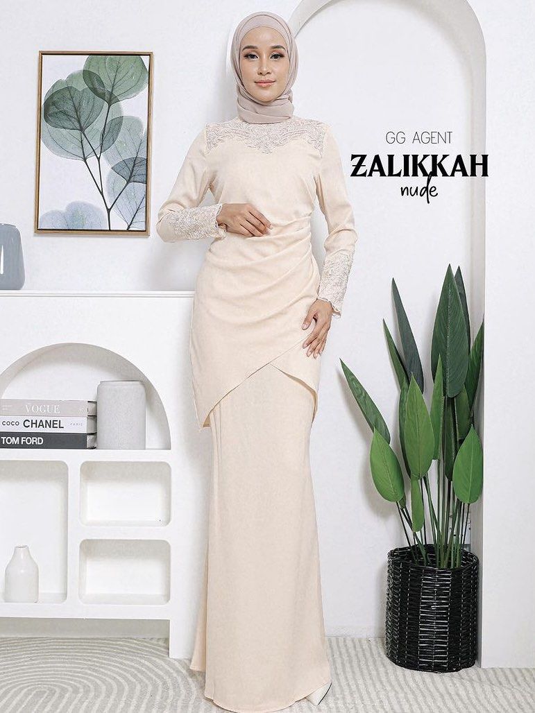 ZALIKKAH KURUNG, BAJU RAYA (NUDE), Women's Fashion, Muslimah Fashion, Baju Kurung & sets on ...