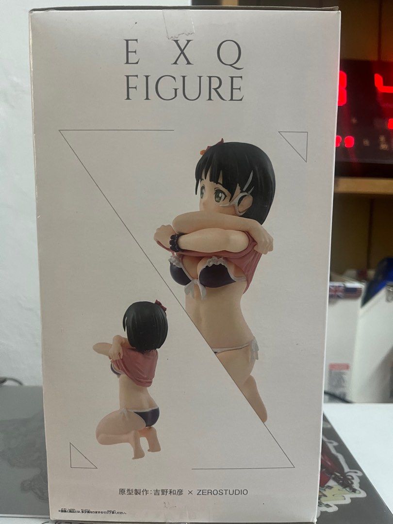 正版 日版 萬代 EXQ 刀劍神域 直葉 水著 泳裝 脫衣 SAO 長盒 公仔 景品 模型 手辦 玩具 收藏 動漫, 興趣及遊戲, 玩具與遊戲在旋轉拍賣