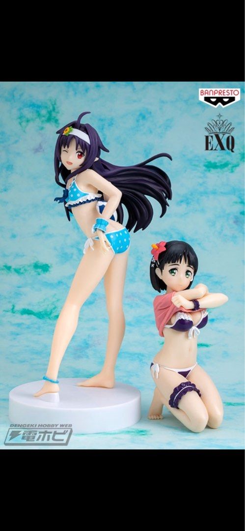 正版 日版 萬代 EXQ 刀劍神域 直葉 水著 泳裝 脫衣 SAO 長盒 公仔 景品 模型 手辦 玩具 收藏 動漫, 興趣及遊戲, 玩具與遊戲在旋轉拍賣