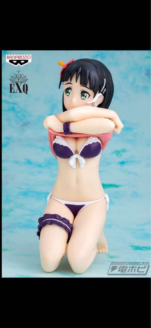 正版 日版 萬代 EXQ 刀劍神域 直葉 水著 泳裝 脫衣 SAO 長盒 公仔 景品 模型 手辦 玩具 收藏 動漫, 興趣及遊戲, 玩具與遊戲在旋轉拍賣
