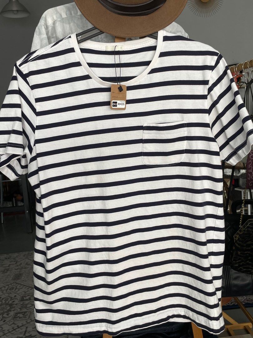 BAJU RAYA Uniqlo Muji GU Tshirt Stripe Belang Pocket Tee Poket, Men's Fashion, Tops & Sets ...