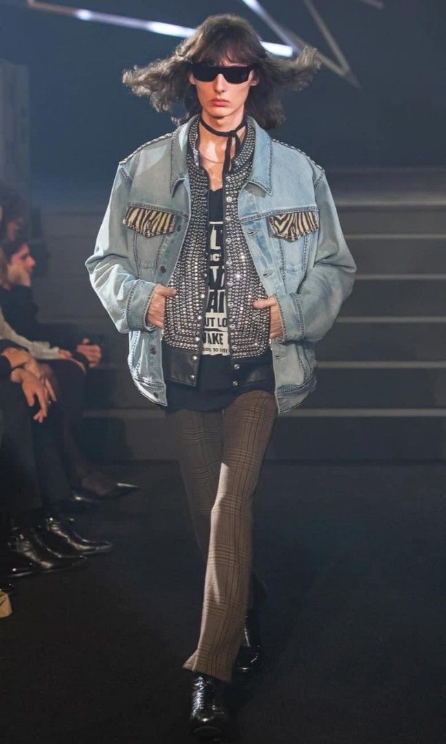 Celine homme by Hedi FW23 Prince of Wales Check Dylan Flare Denim, 男裝 ...