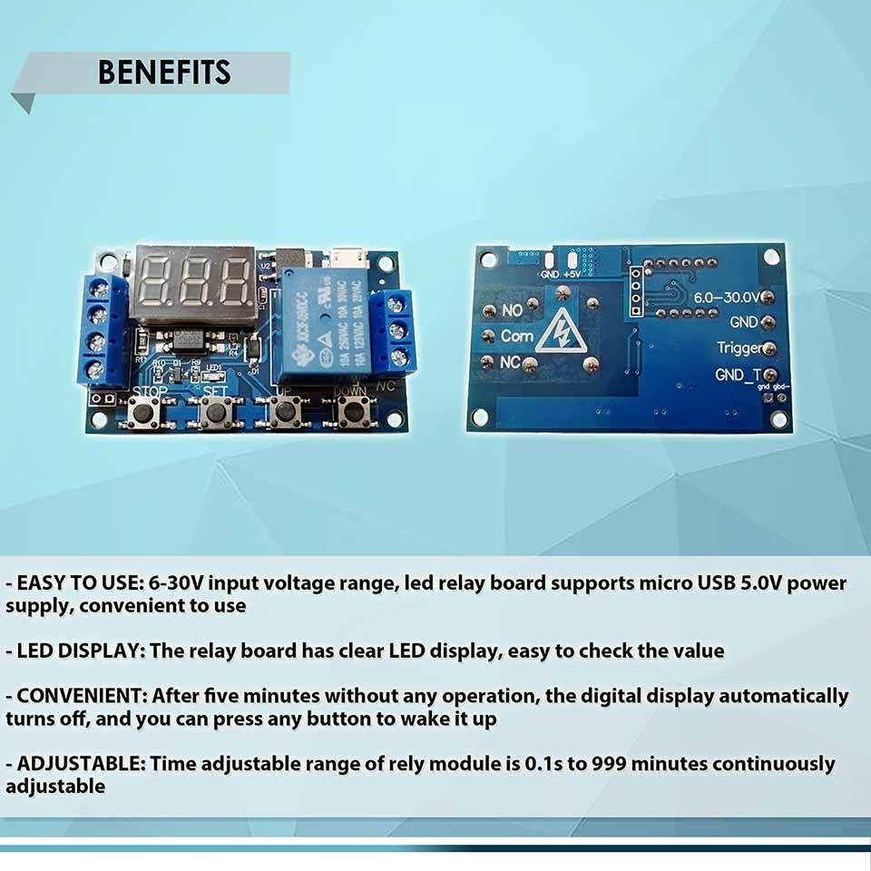 DC 6-30V DIGITAL LED RELAY BOARD CYCLE TIMING CIRCUIT SWITCH TIMER DELAY TRIGGER MODULE MICRO ...