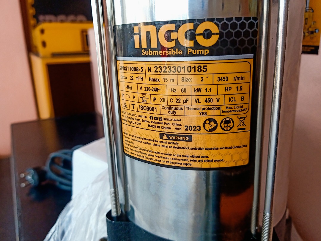 Ingco Submersible pump 1.5hp, Commercial & Industrial, Industrial ...
