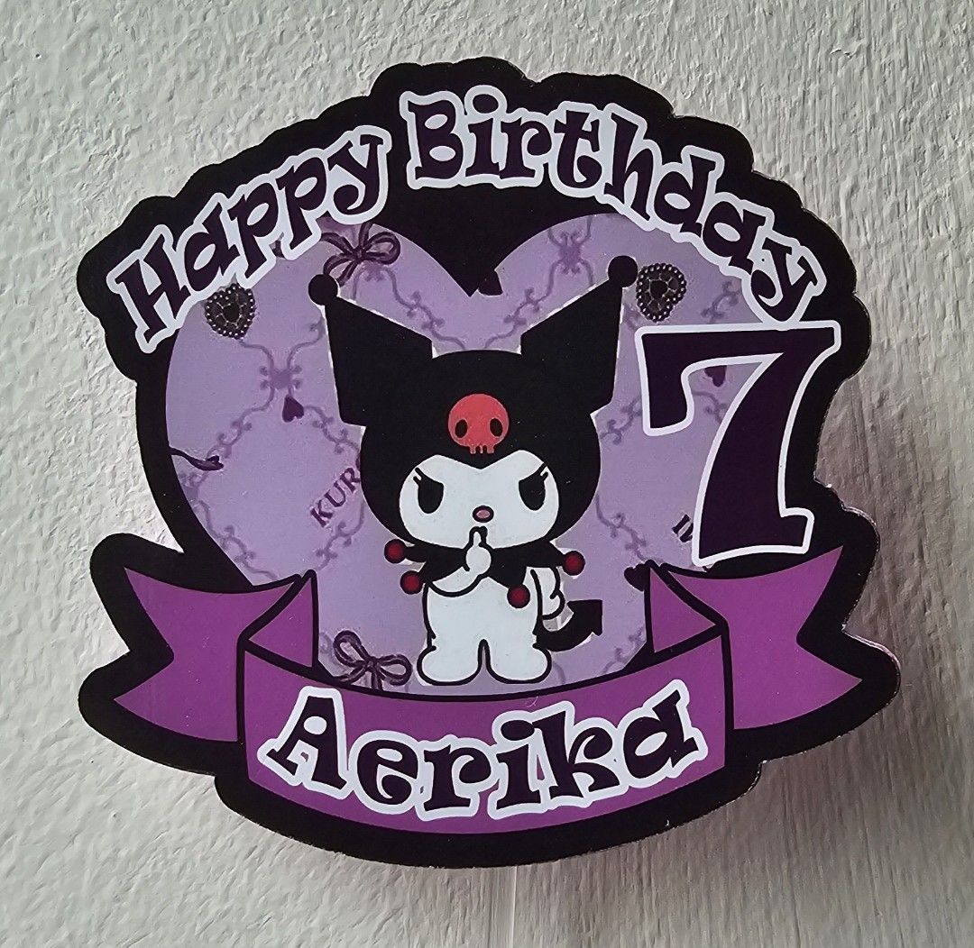 Kuromi Theme Personalised Cake Topper, Hobbies & Toys, Stationery ...