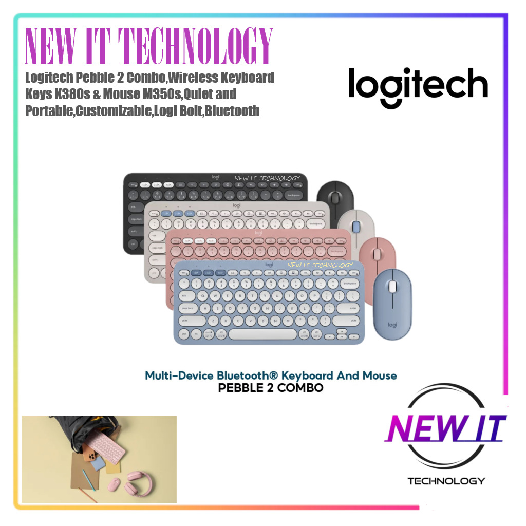 Logitech Pebble 2 Combo Wireless Keyboard Keys K380s And Mouse M350s Quiet And Portable