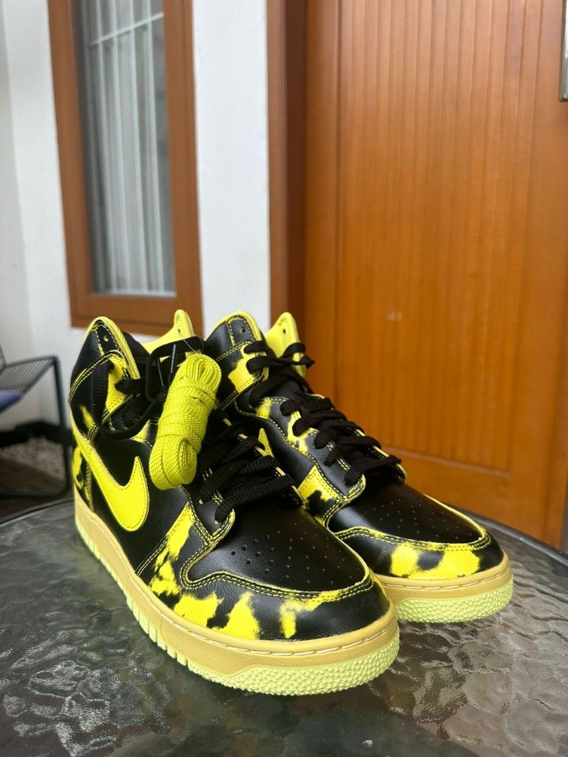Nike Dunk 1985 High SP Yellow Acid Wash, Fesyen Pria, Sepatu , Sneakers ...
