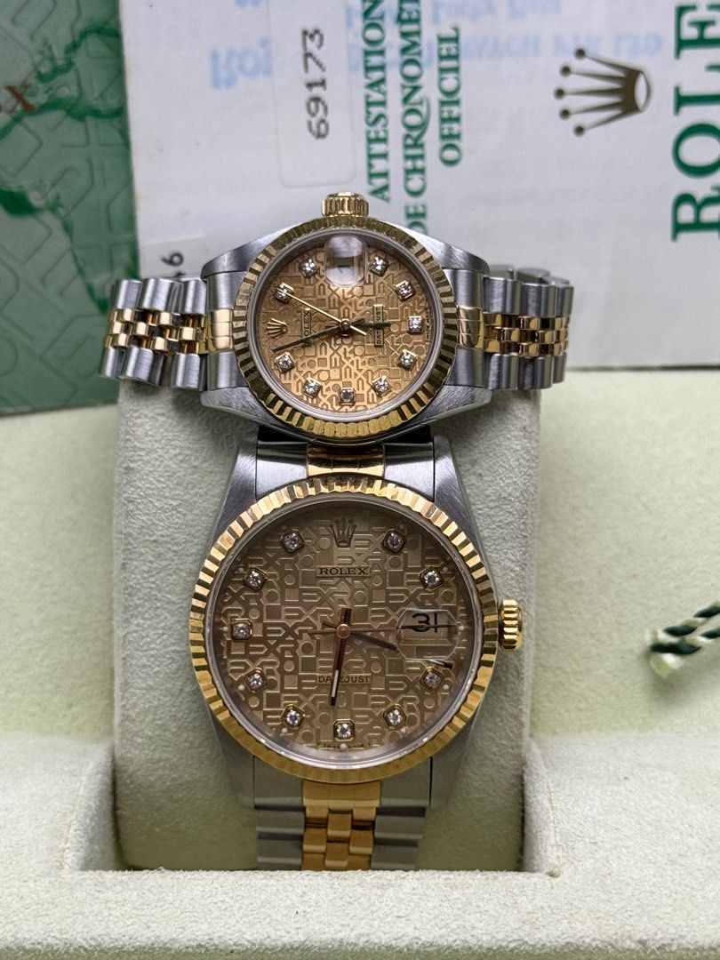 Rolex Datejust His and Hers Gold Computer face Diamonds with Box and ...