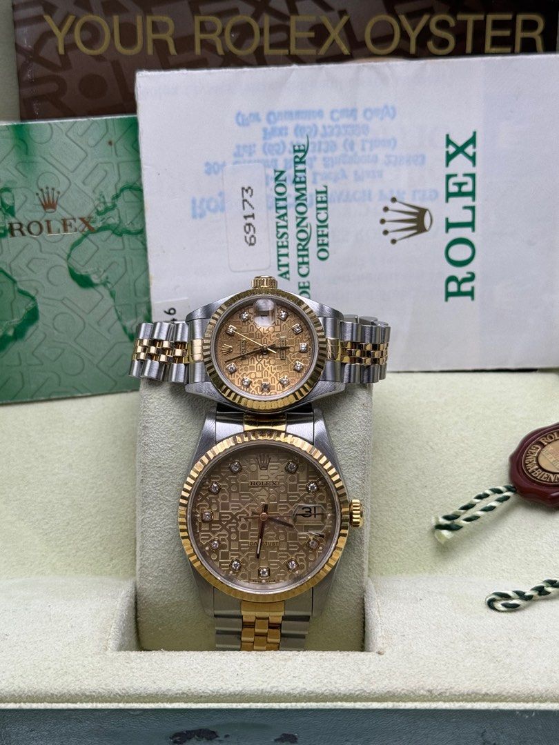 Rolex Datejust His and Hers Gold Computer face Diamonds with Box and ...