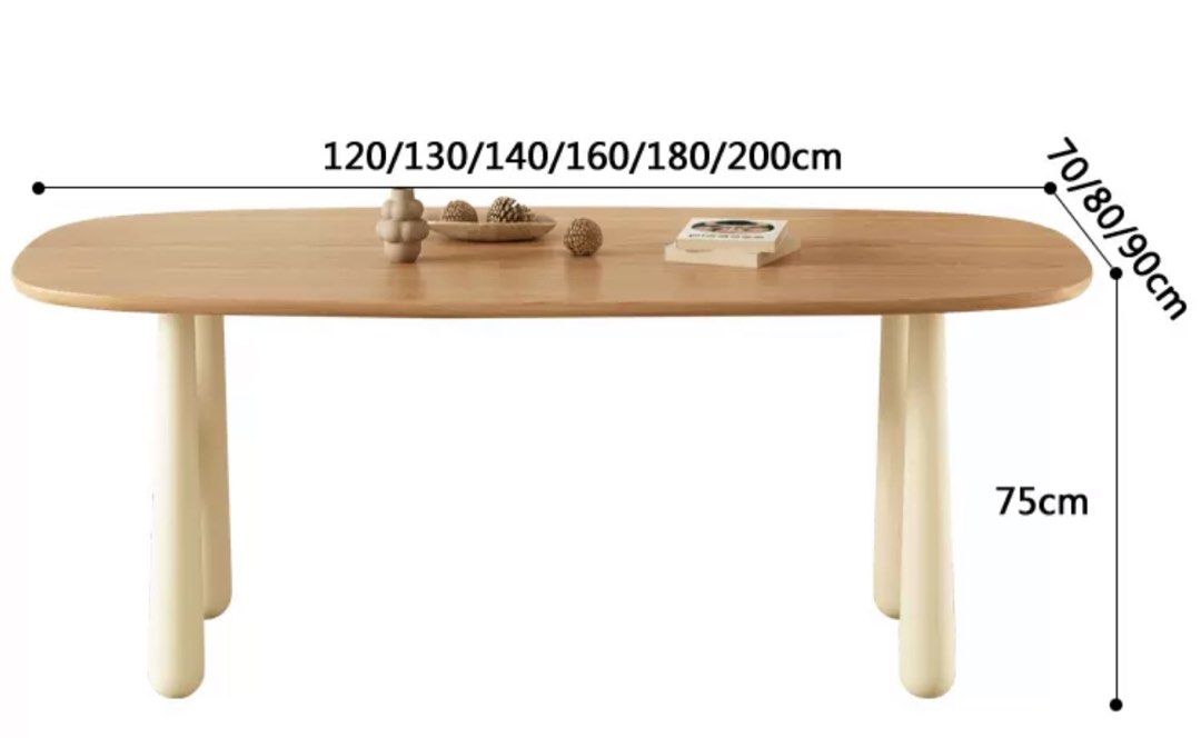 SAUL Japandi Solid Wood Dining Table, Furniture & Home Living ...