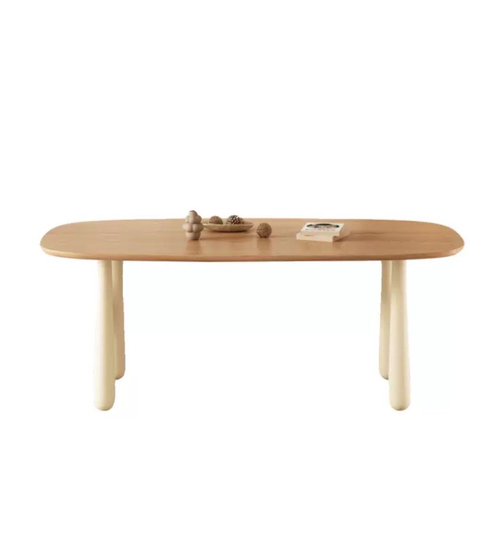 SAUL Japandi Solid Wood Dining Table, Furniture & Home Living ...