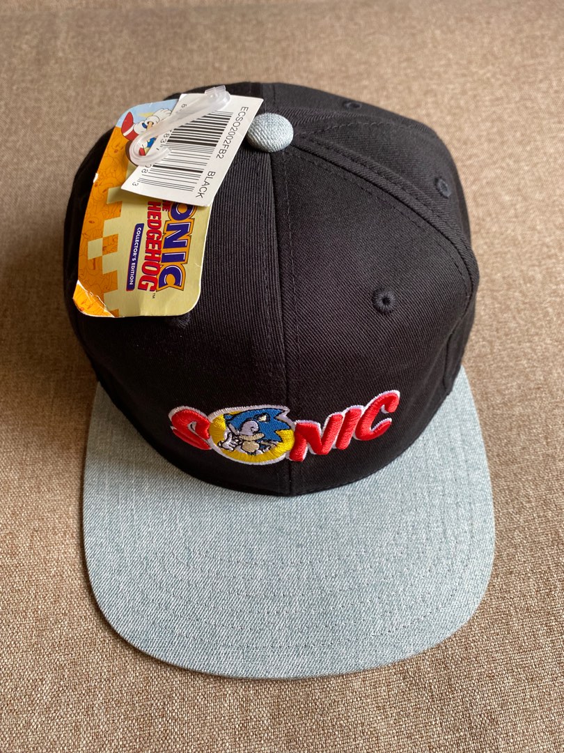 SEGA Sonic The Hedgehog Black & Gray Baseball Cap Hat Adjustable Snap ...