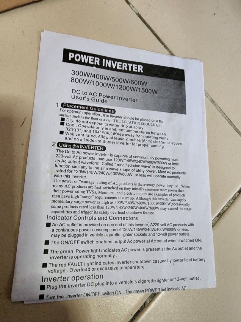 Solar Power Invertor 1500W, Car Accessories, Accessories on Carousell