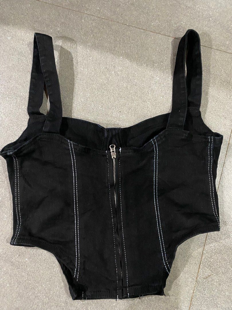 Zara denim corset/bustier top, Women's Fashion, Tops, Others Tops on ...