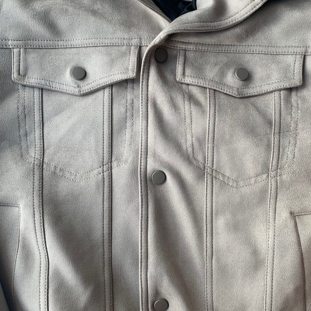 Zara Men Ivory Faux Suede Coach Jacket in L, Men's Fashion, Coats ...