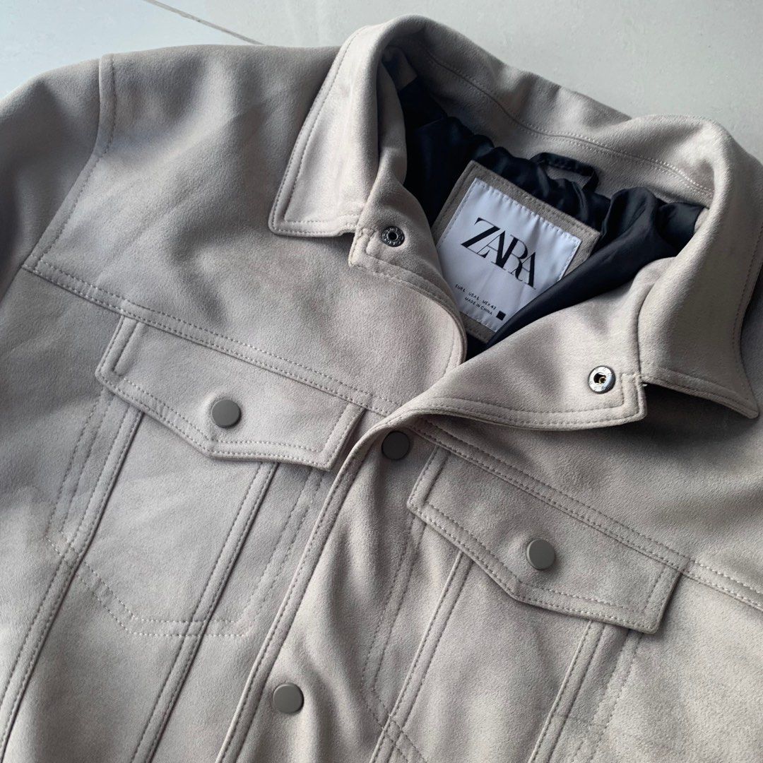 Zara Men Ivory Faux Suede Coach Jacket in L, Men's Fashion, Coats ...